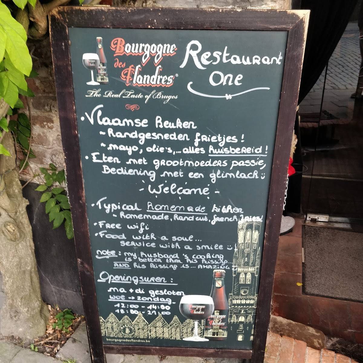Menu at ONE Restaurant, Bruges