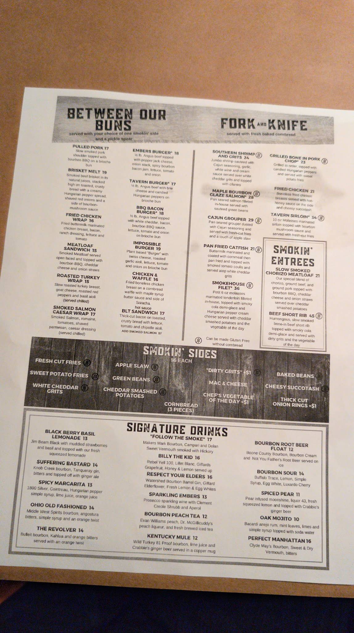 Menu at Oak & Embers Tavern restaurant, Chesterland