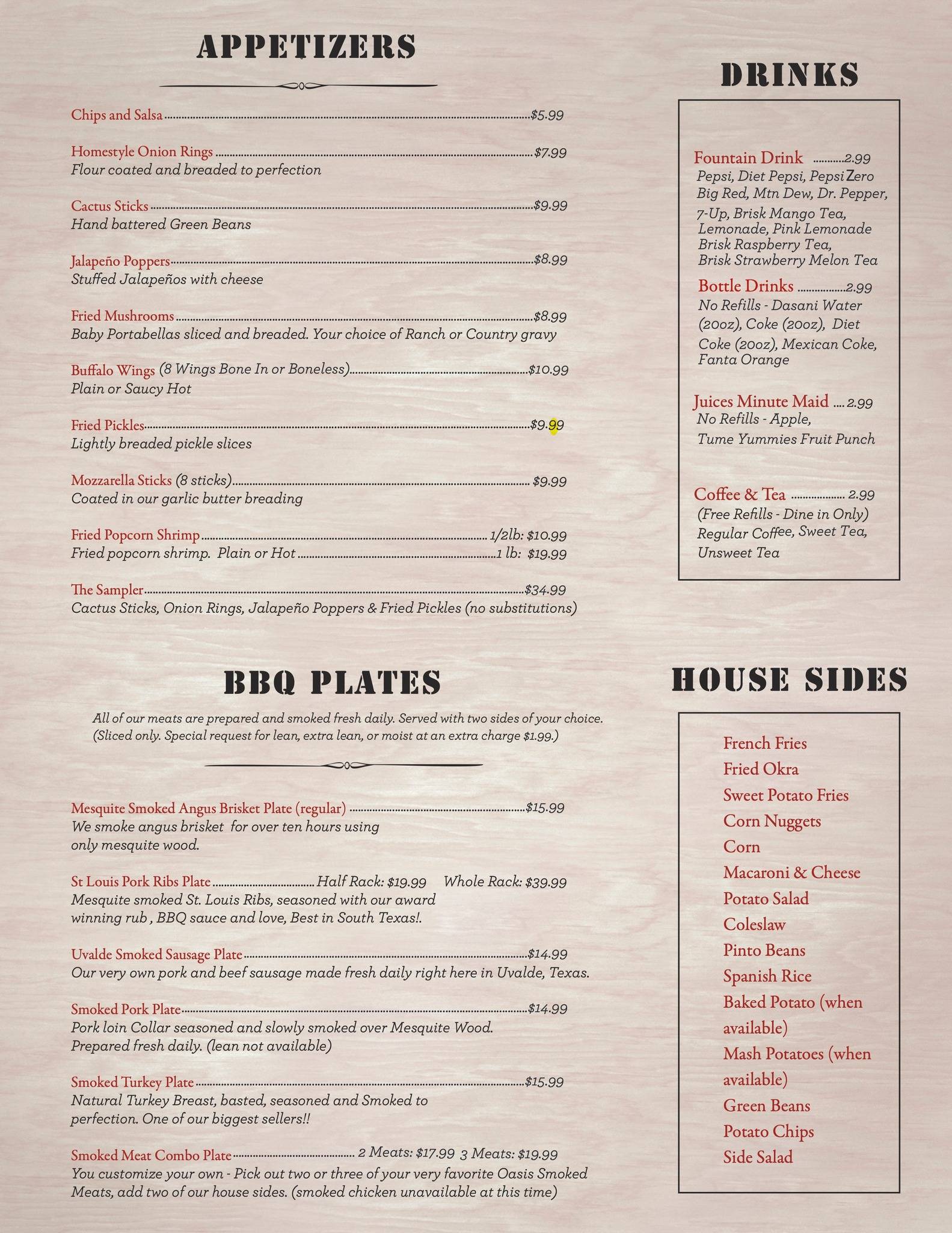 Menu at Oasis Outback restaurant, Uvalde