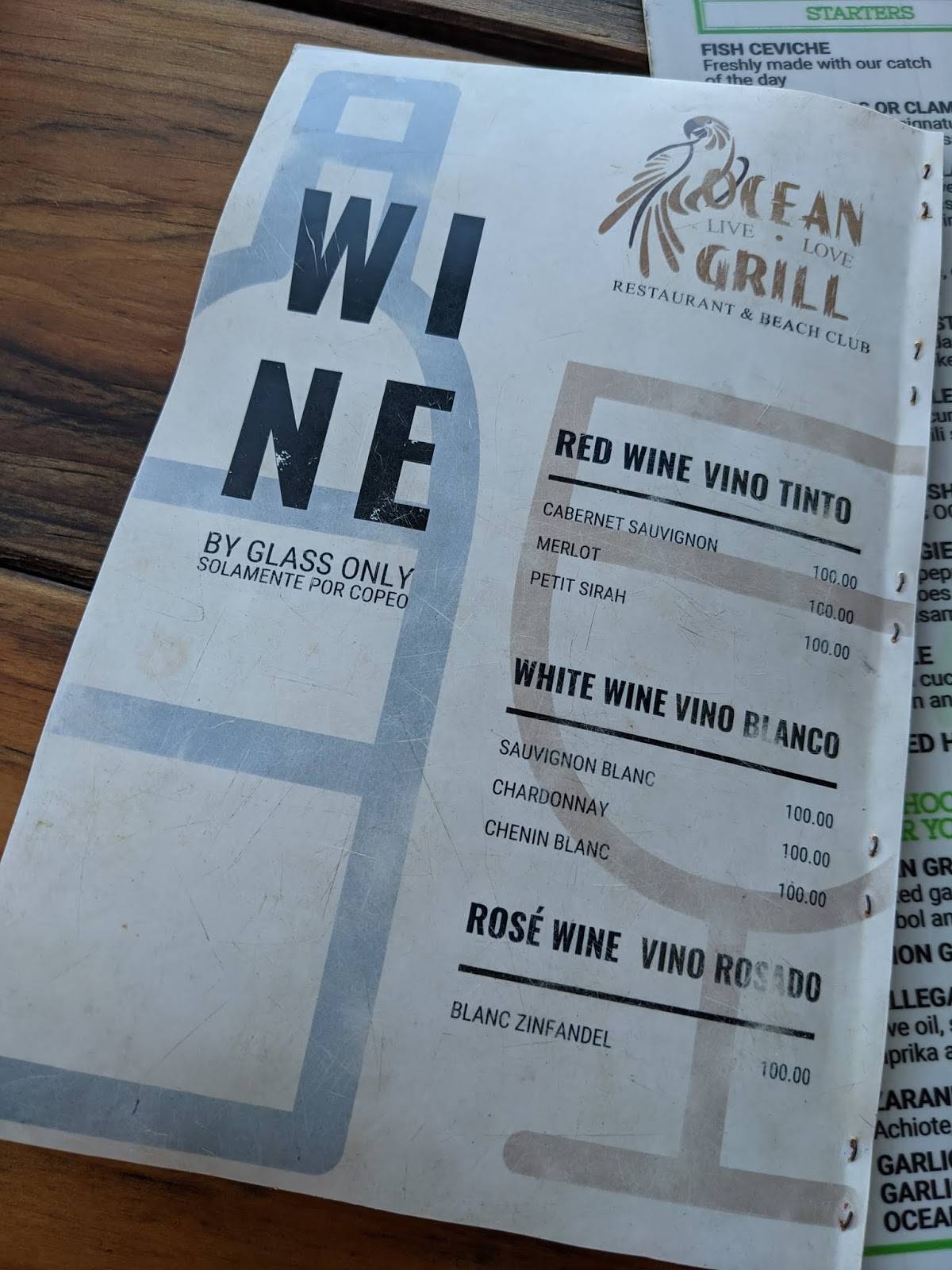 Menu at Ocean Grill BBQ, Boca de Tomatlan