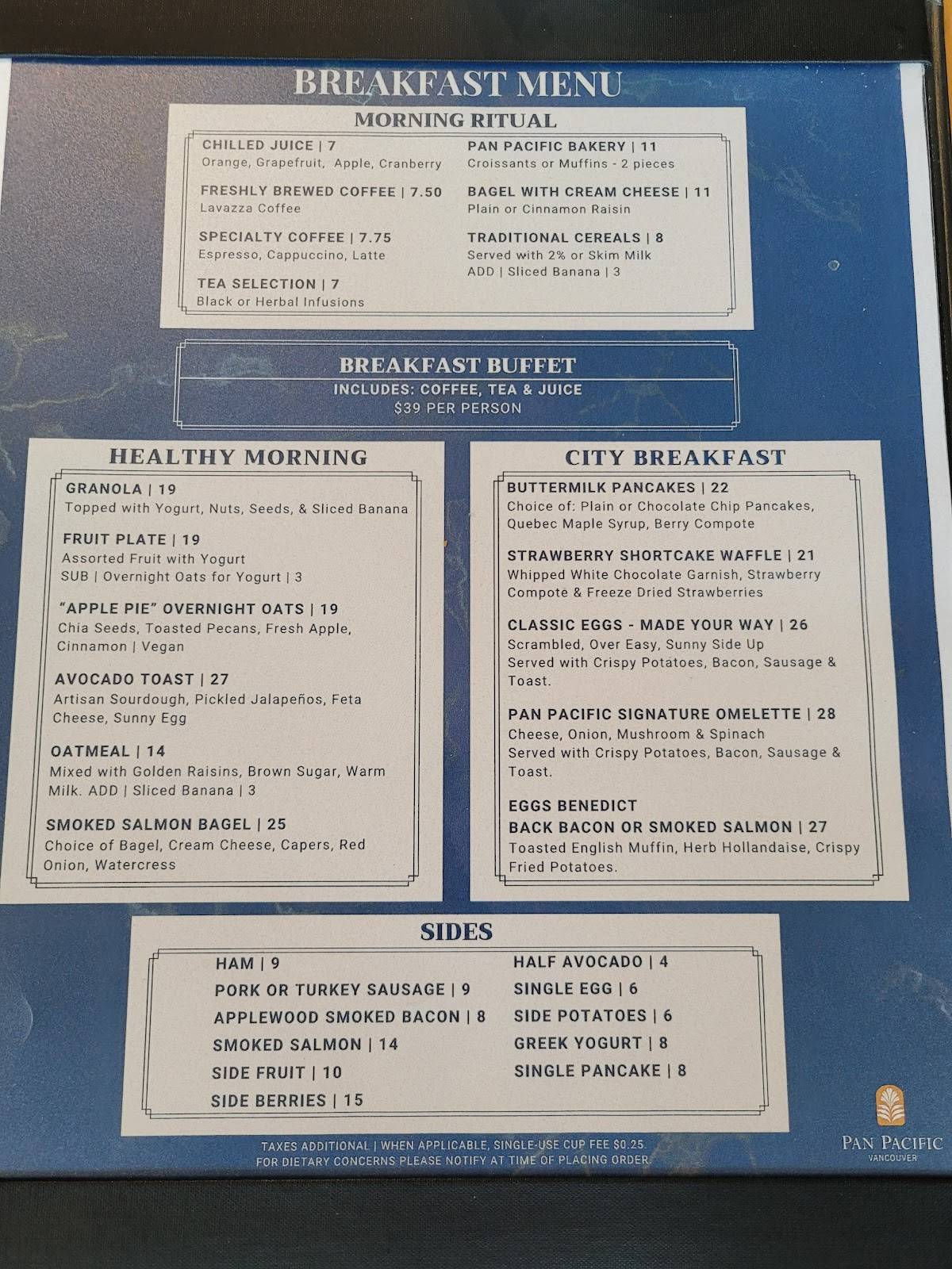 Menu at Oceans 999 restaurant, Vancouver, 999 Canada Pl #300