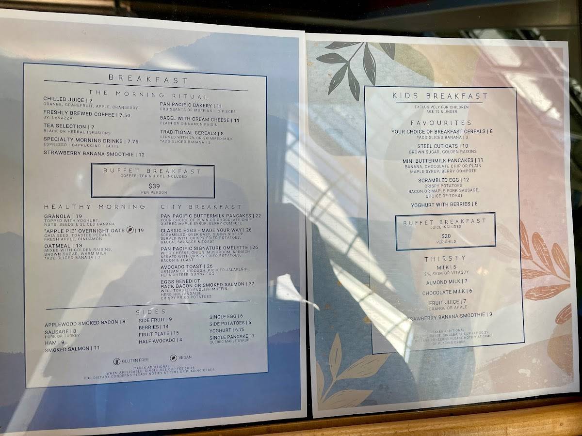 Menu at Oceans 999 restaurant, Vancouver, 999 Canada Pl #300