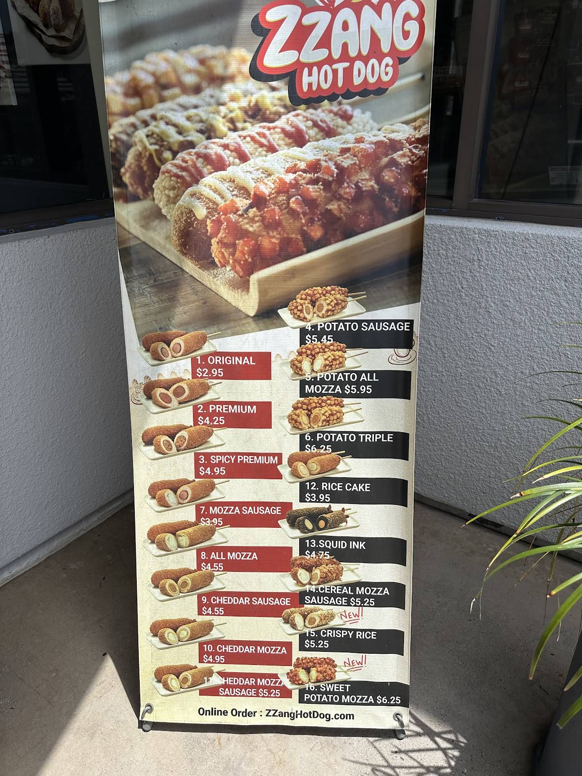 Menu at Zzang Hot Dog & Chicken restaurant, Oceanside