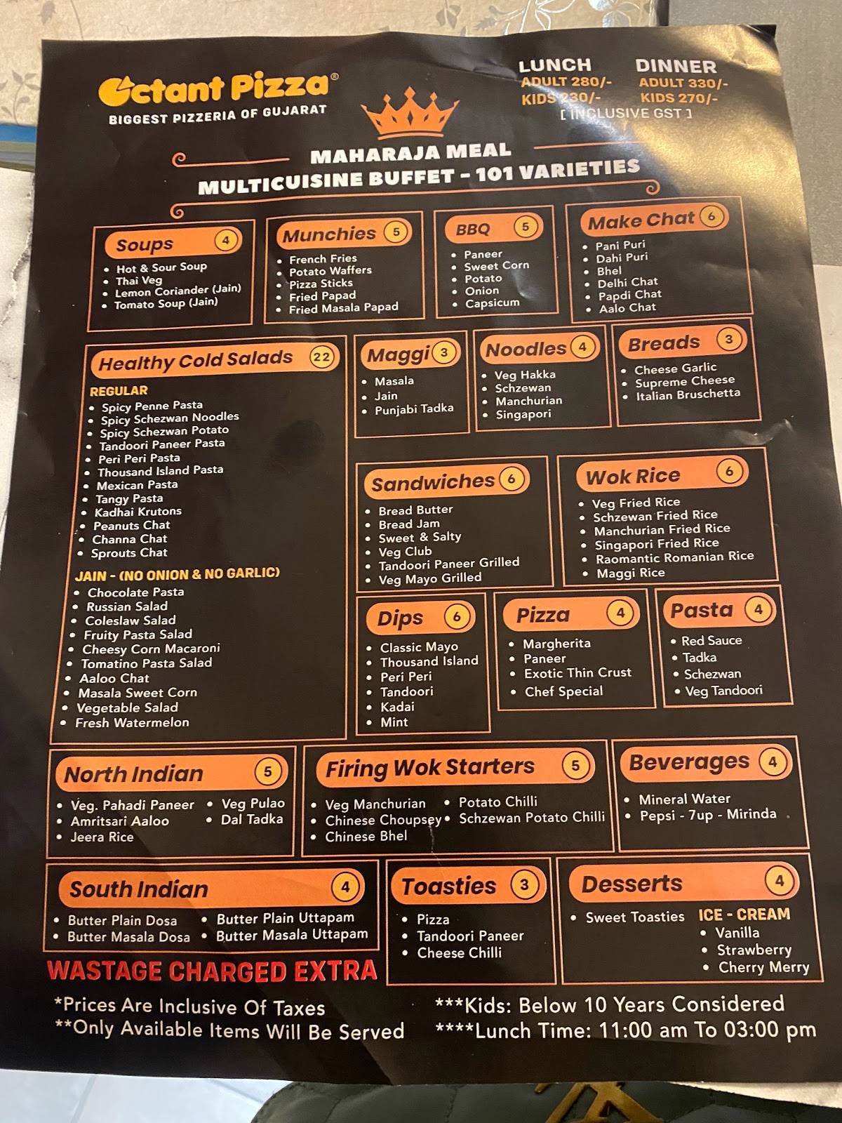 Menu at Octant Pizza, CG Road - Ahmedabad, Ahmedabad