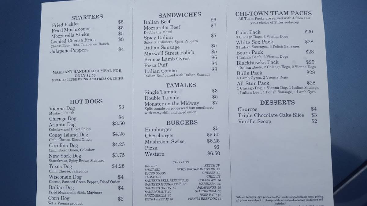 Menu at Off Road Diner and Dogs BBQ, Oak Ridge