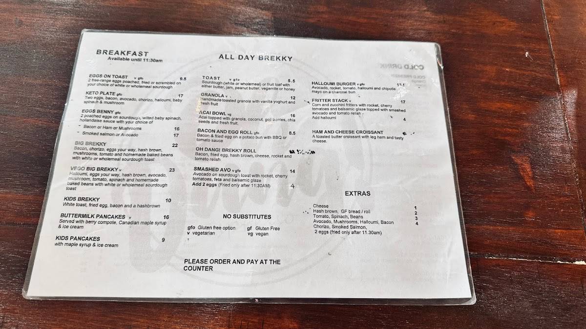 Menu at Oh Dang! Espresso cafe, Windang