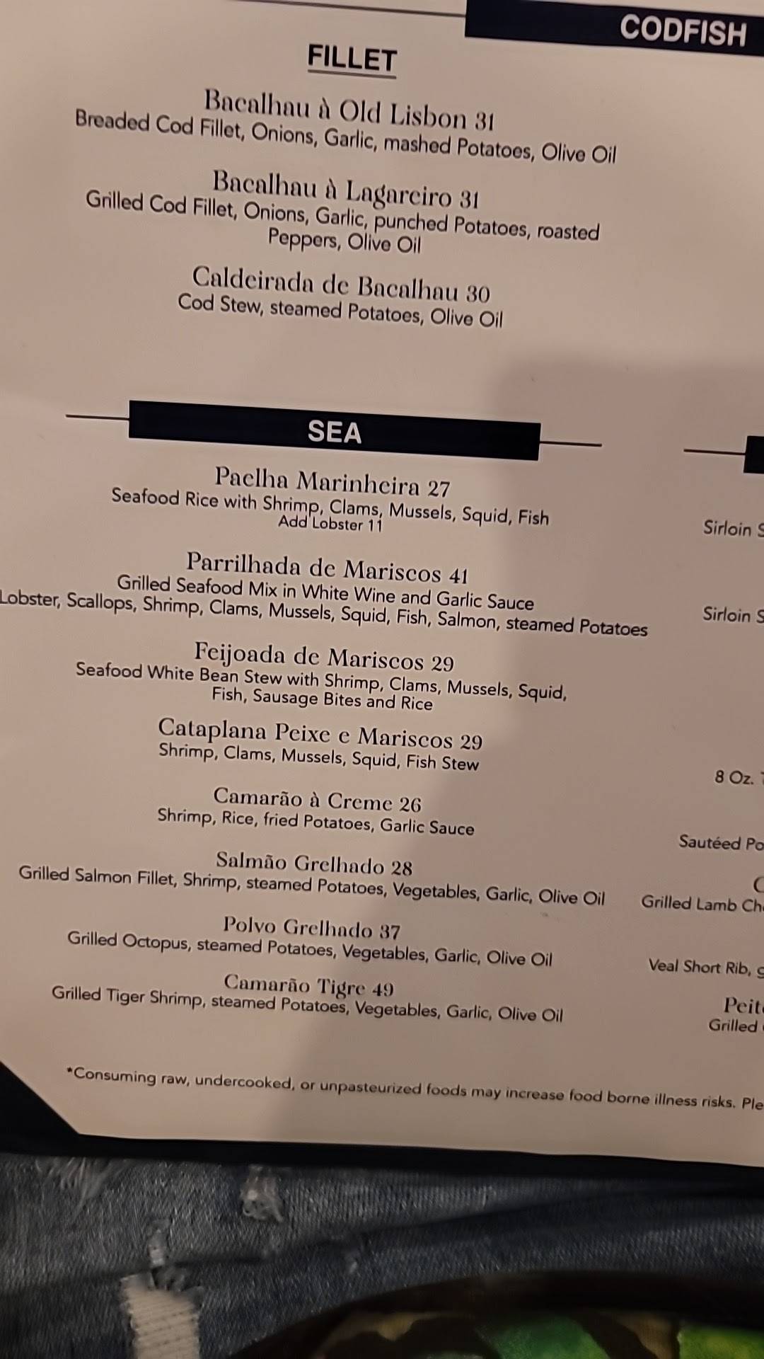 Menu at Old Lisbon Restaurants - South Miami, South Miami, Sunset Dr