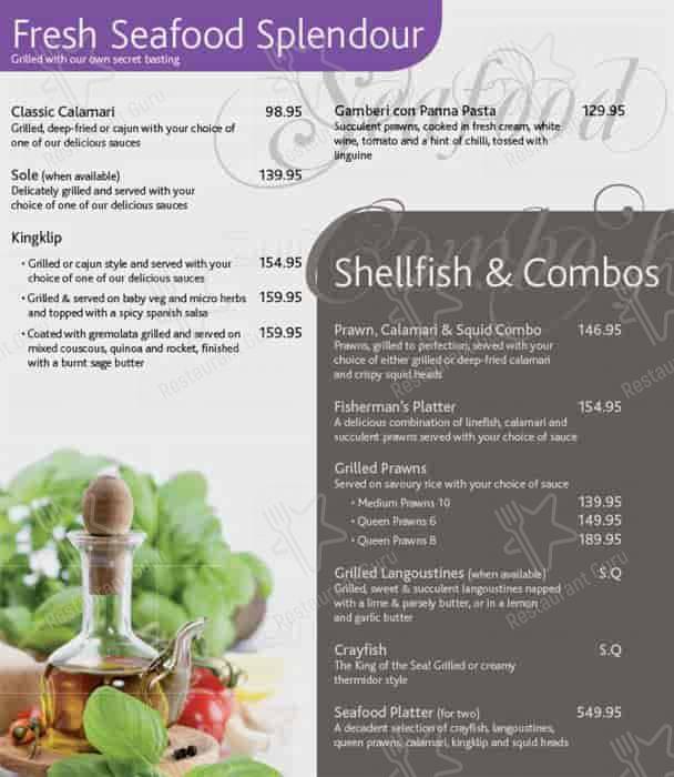 Menu at Olive and Oil Glenwood restaurant, Durban, 149 Bulwer Road
