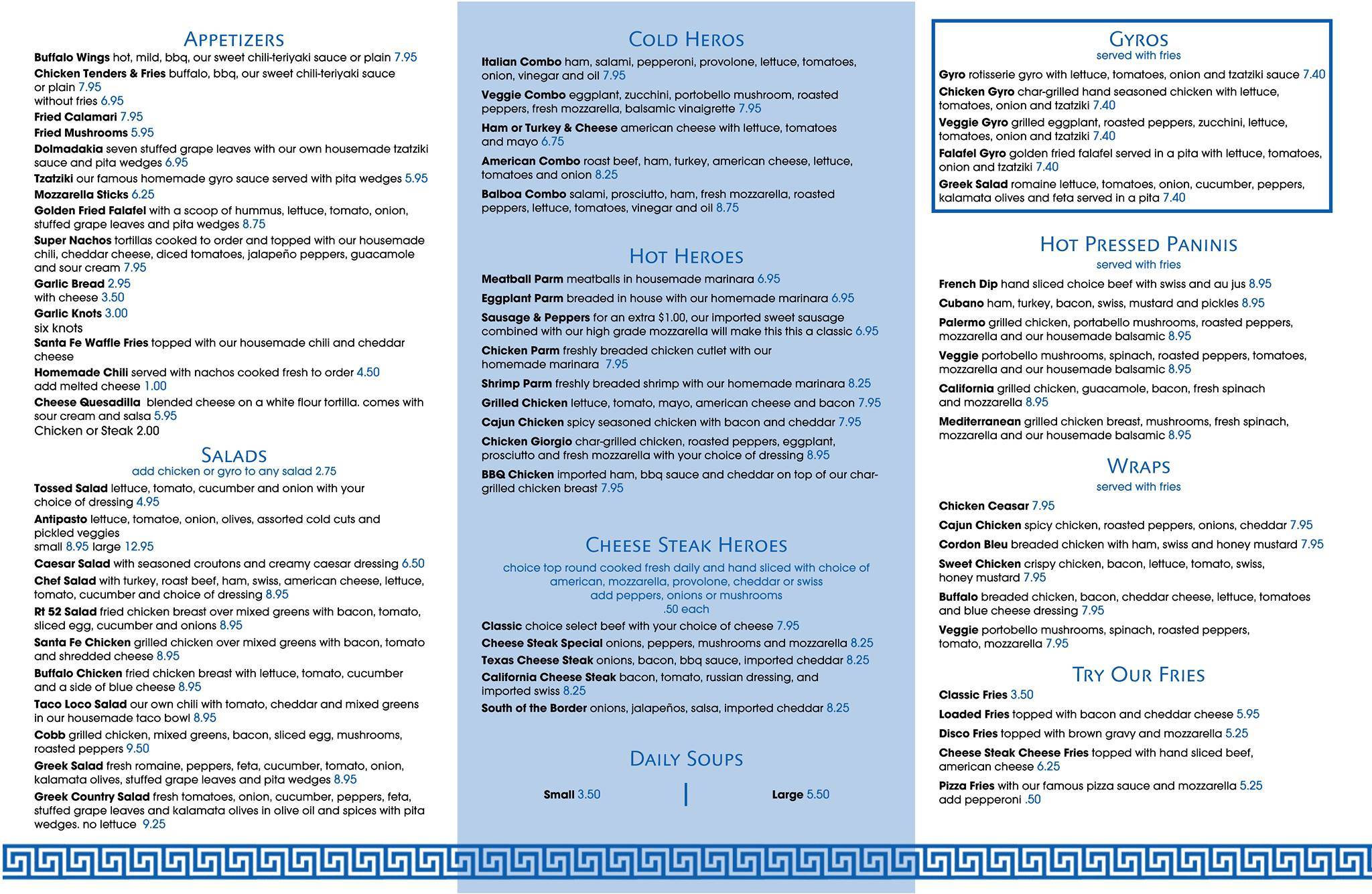 Menu at Olympik Guys Pizza & Gyro Grill pizzeria, Pine Bush