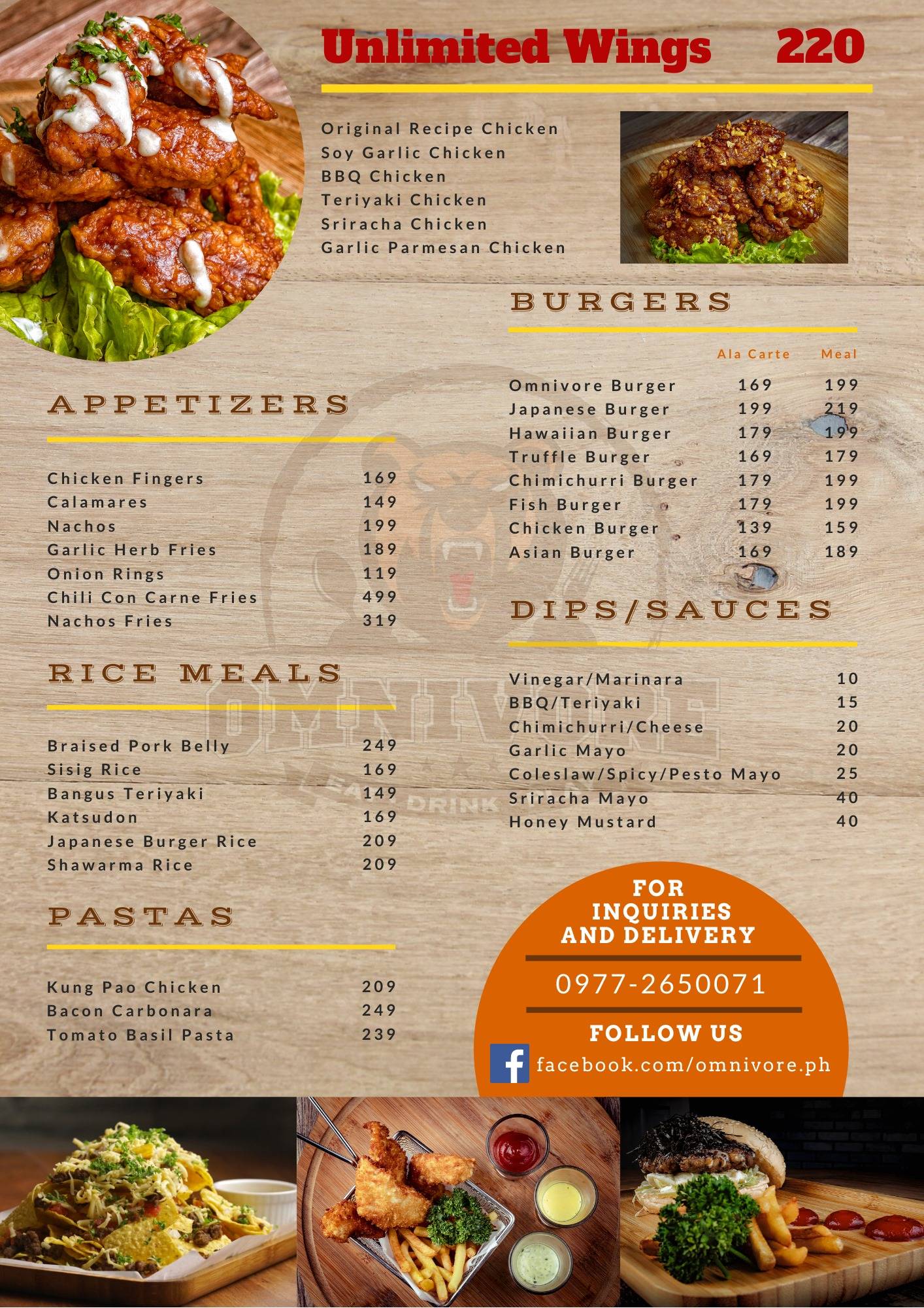 Carta del restaurante Omnivore, Ciudad Quezon, 58 katipunan ave