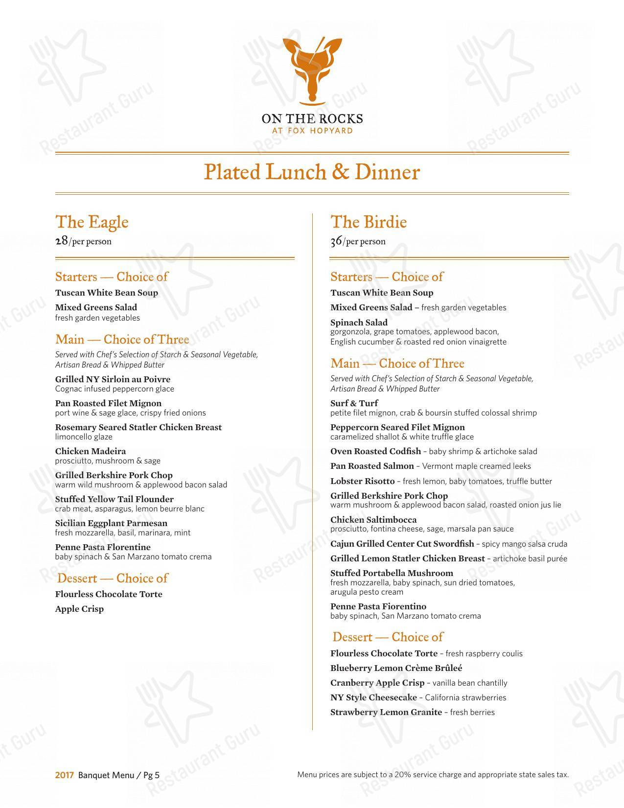 Menu at Fox Hopyard On the Rocks Restaurant, East Haddam