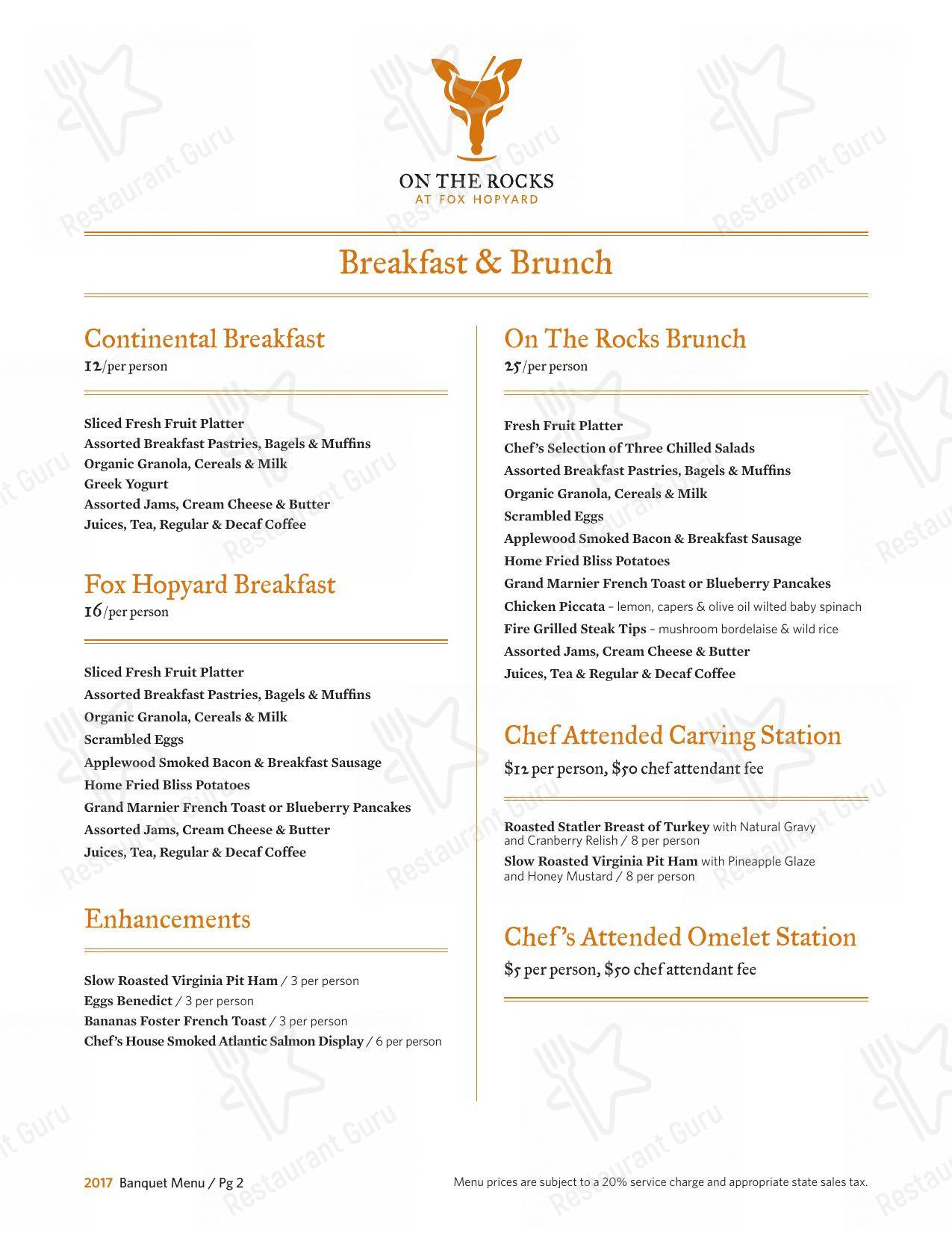 Menu at Fox Hopyard On the Rocks Restaurant, East Haddam