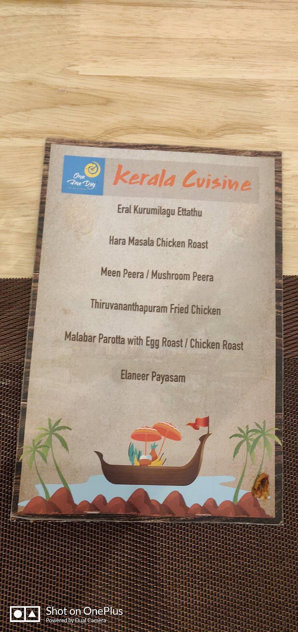 Menu at One Fine Day, Erode