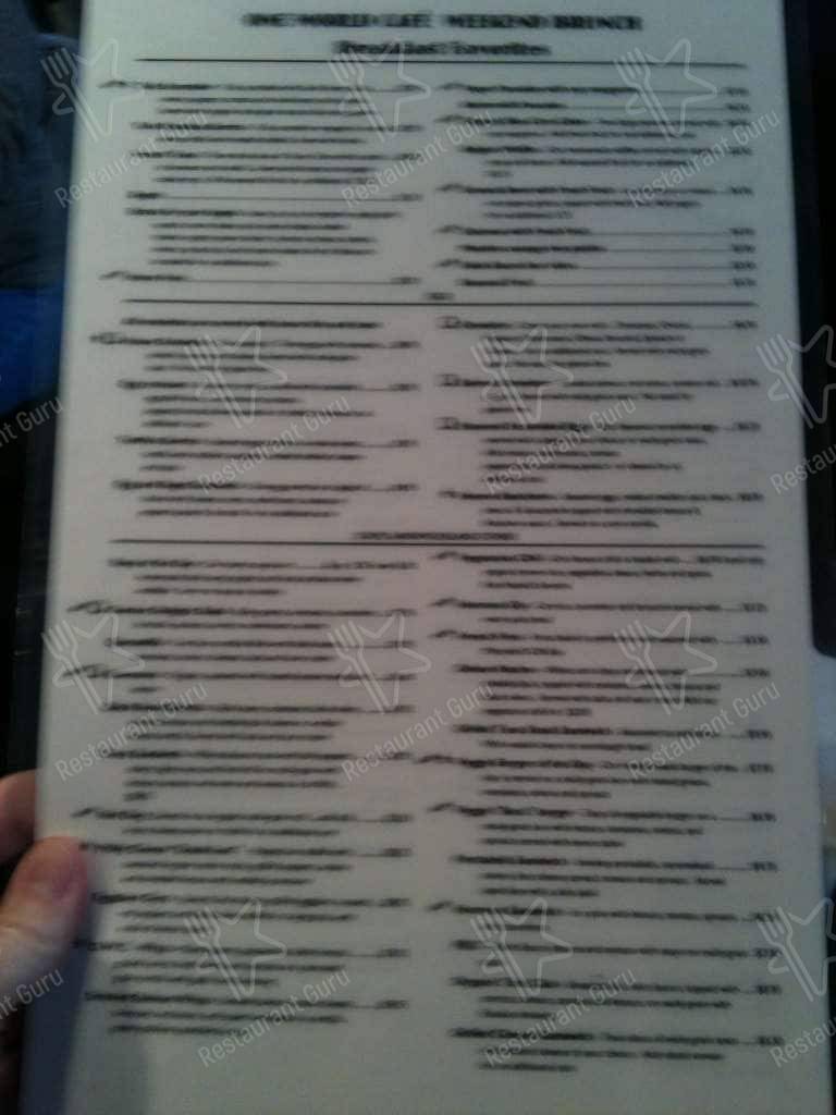 Menu at One World Cafe, Baltimore