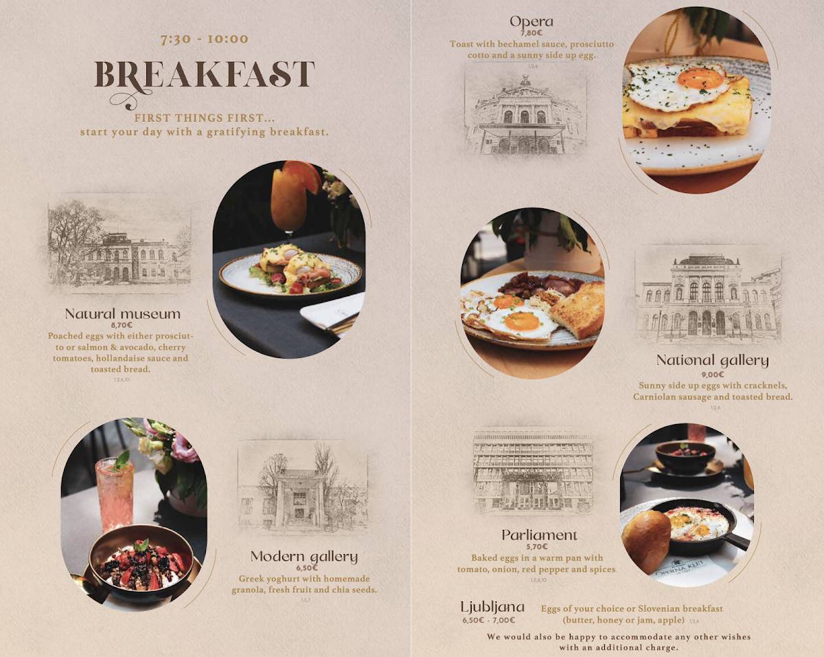 Speisekarte von Operna klet restaurant, Ljubljana