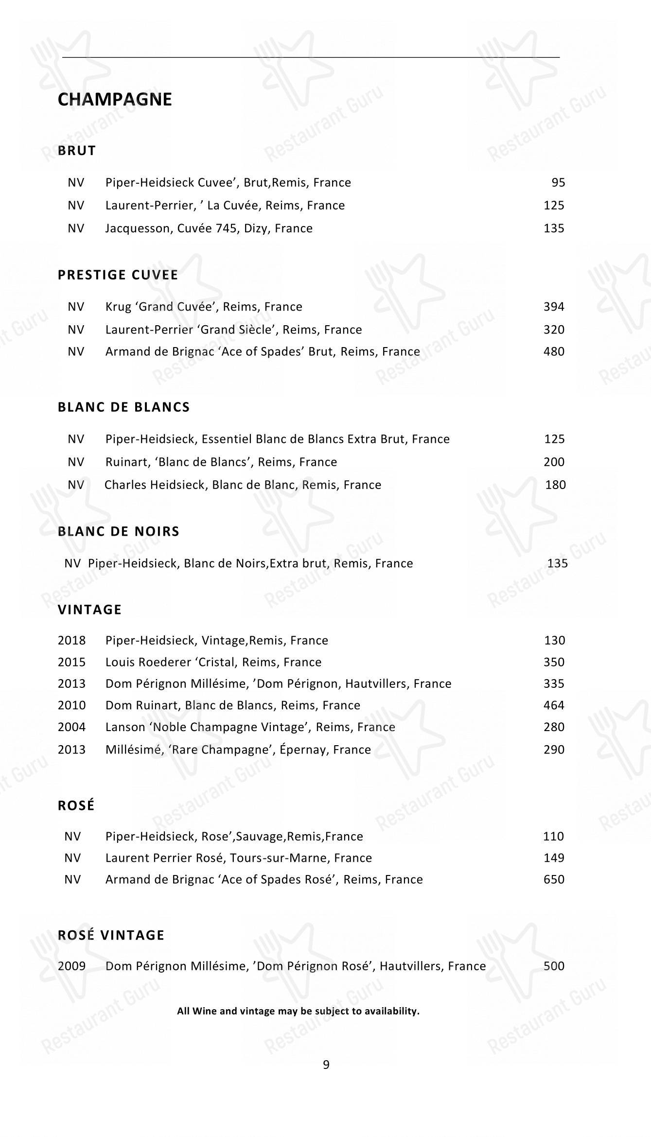 Menu at Orelle restaurant, Birmingham