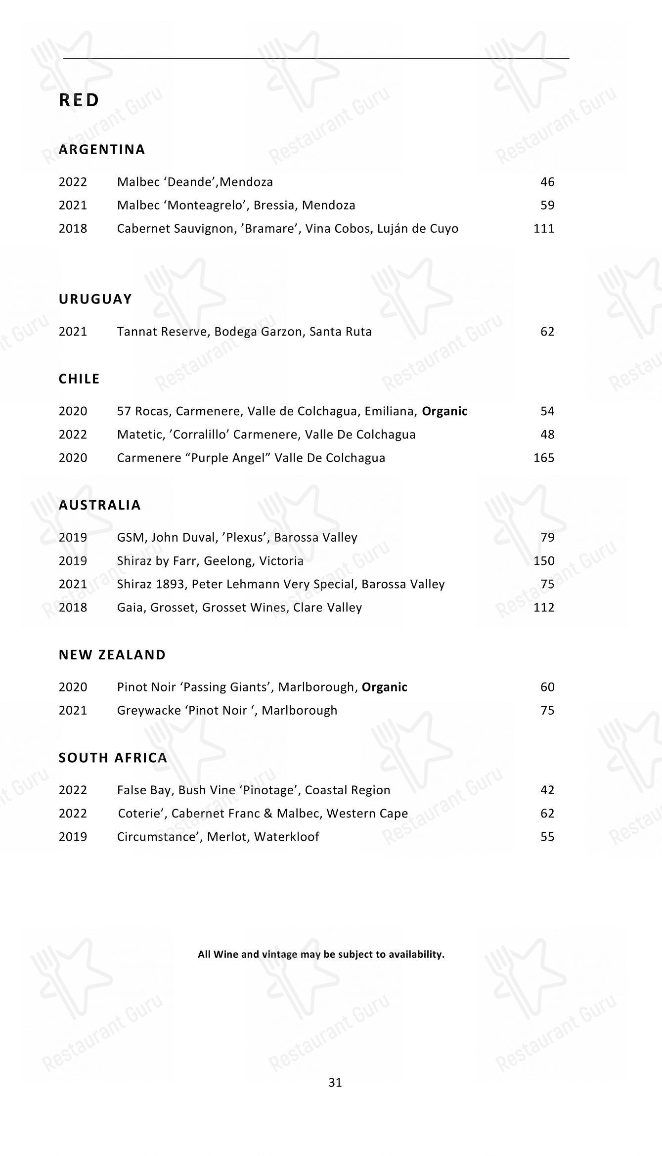 Menu at Orelle restaurant, Birmingham