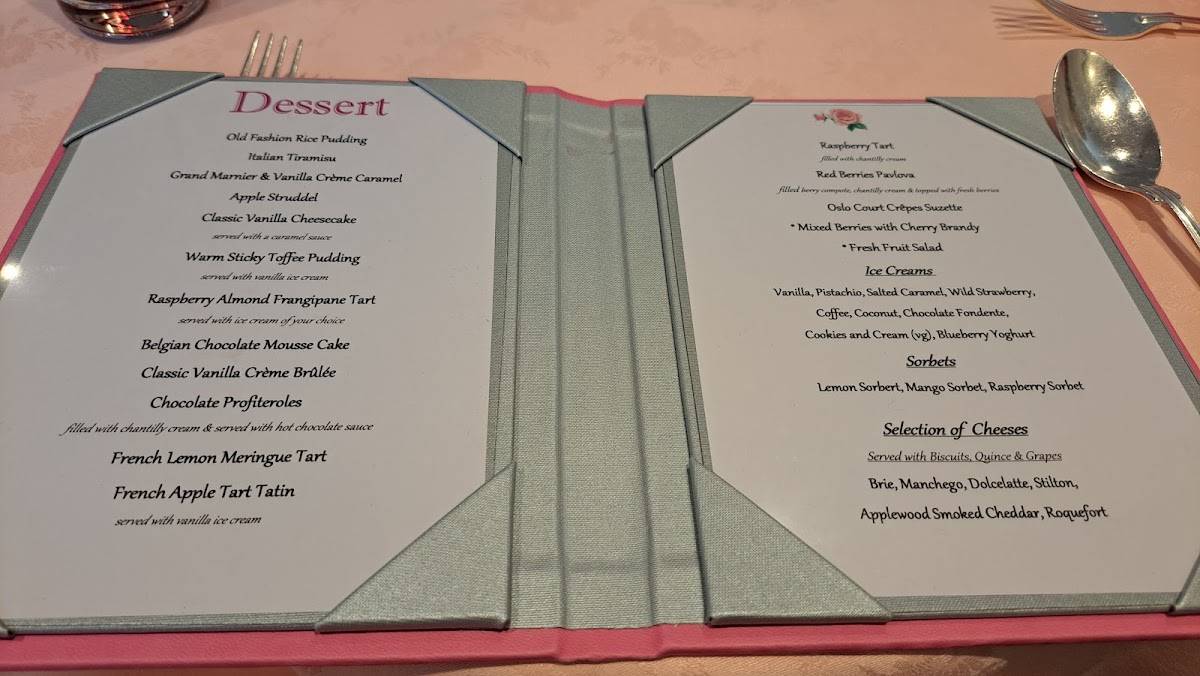 Menu at Oslo Court Restaurant, London