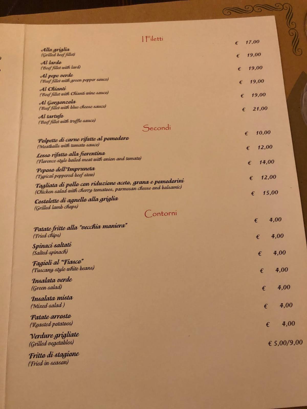 Menu da Osteria De' Medici ristorante con griglia, Figline e Incisa ...