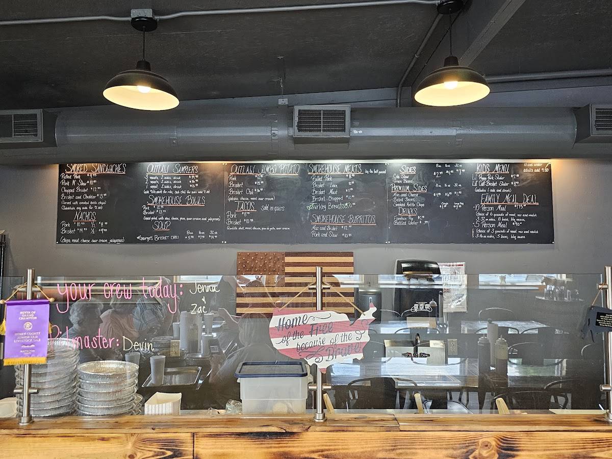 Menu at Outlaw Smokehouse BBQ, Napoleon