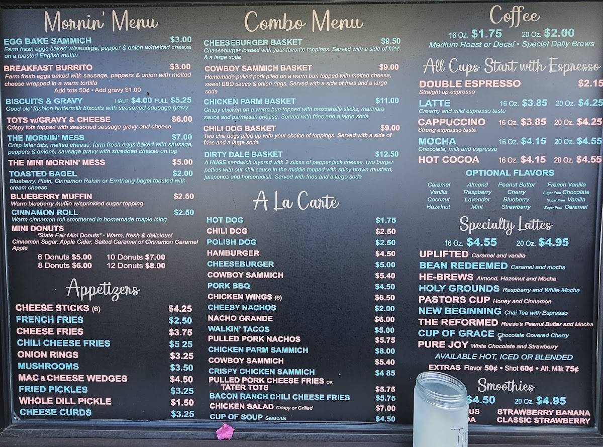 Menu at Overflowing Cups & Cones cafe, Hillsdale