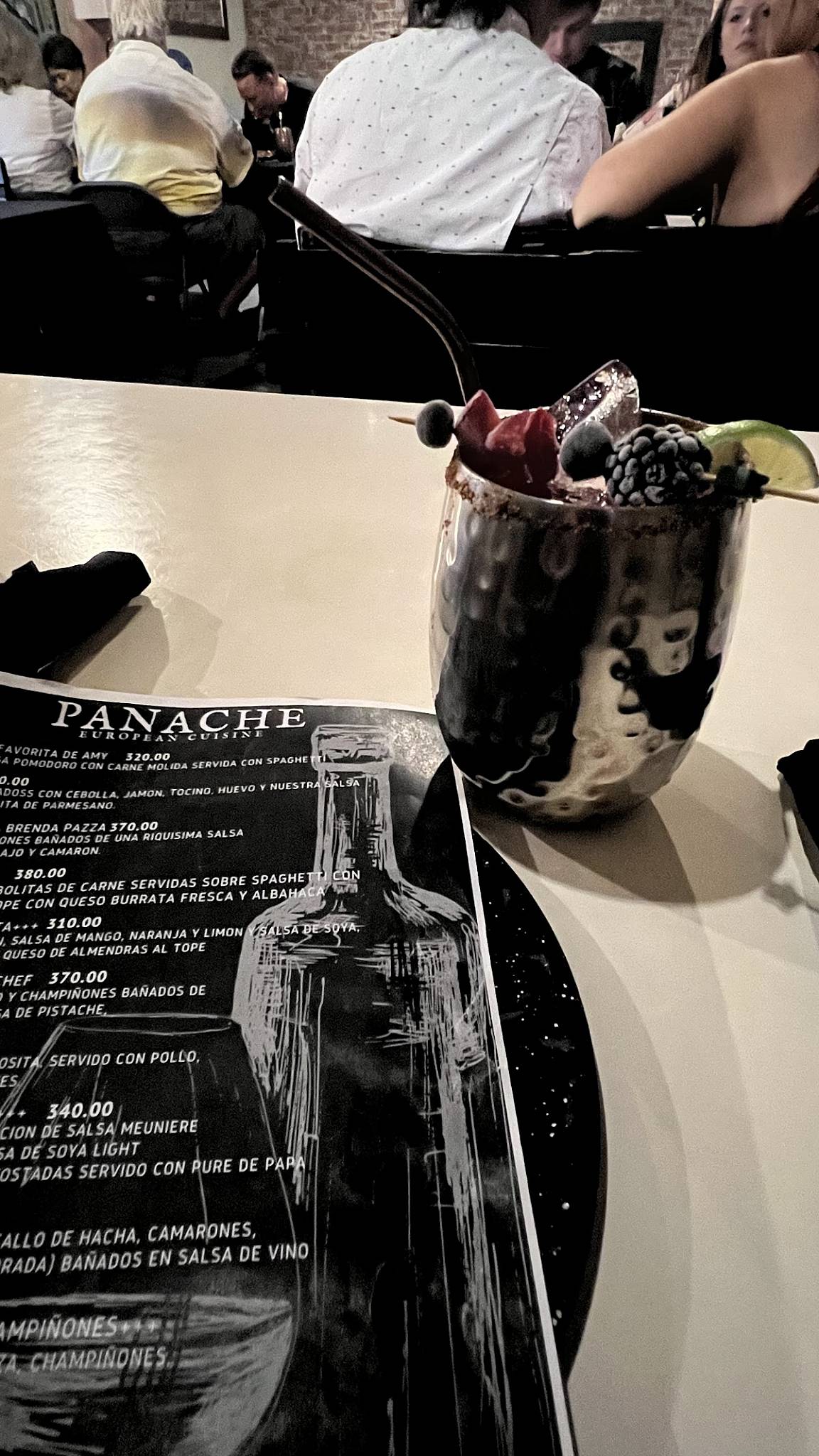 Menu at PANACHE restaurant, Cabo San Lucas