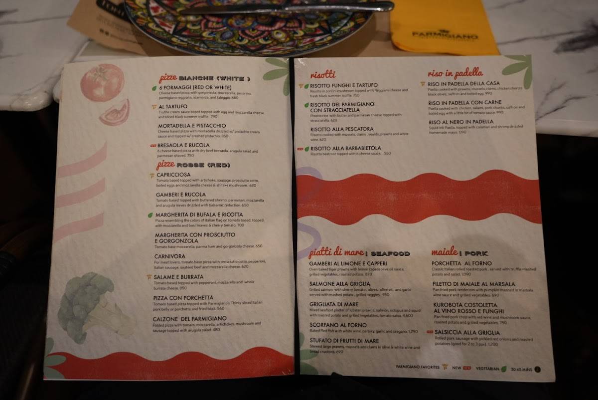 Menu at PARMIGIANO Authentic Italian Restaurant, Taguig