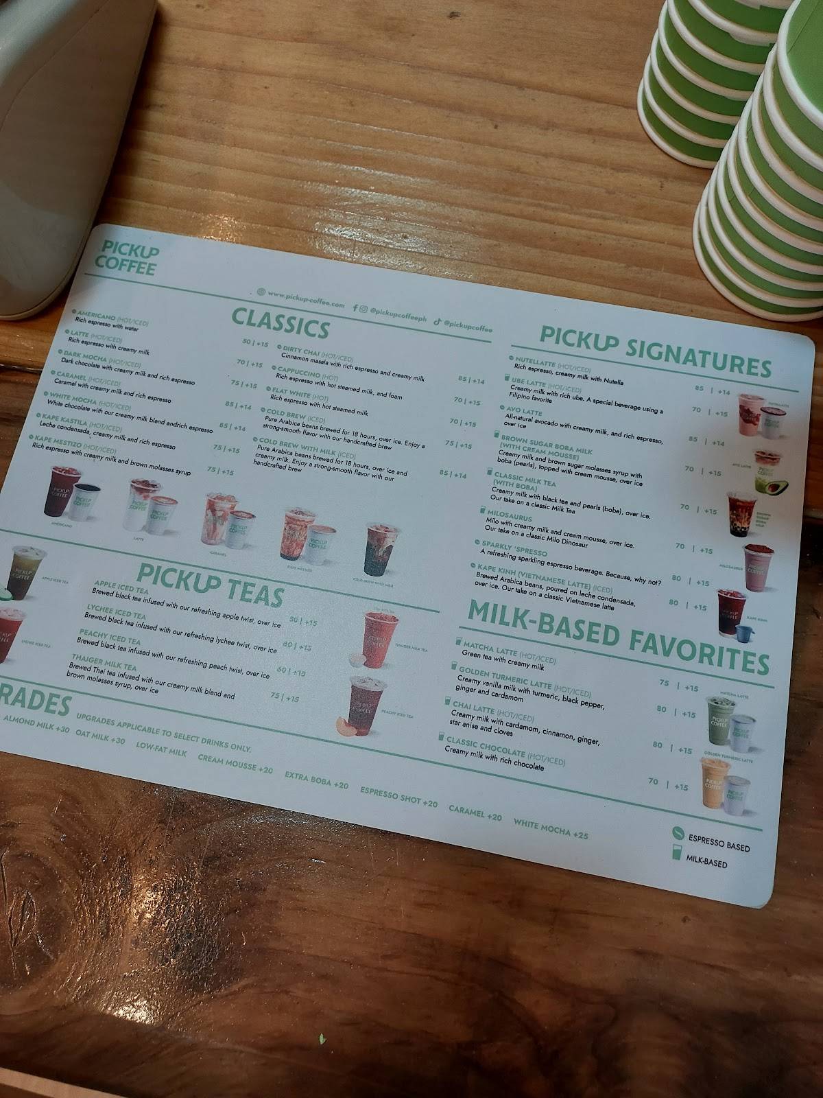 Menu at PICKUP COFFEE - Festival Mall, Muntinlupa
