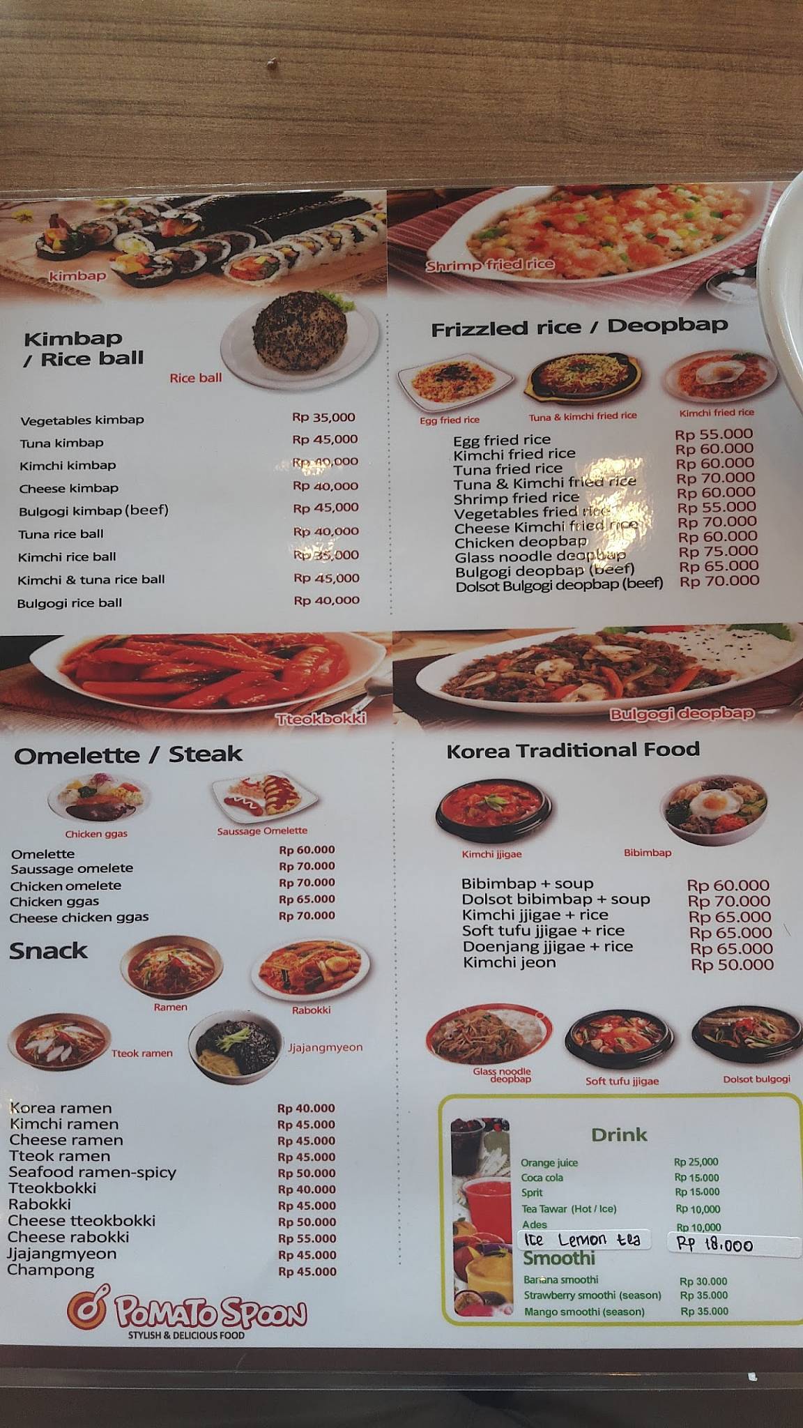 Menu at POMATO SPOON restaurant, Tangerang, Jl. Jalur Sutera Barat No.16