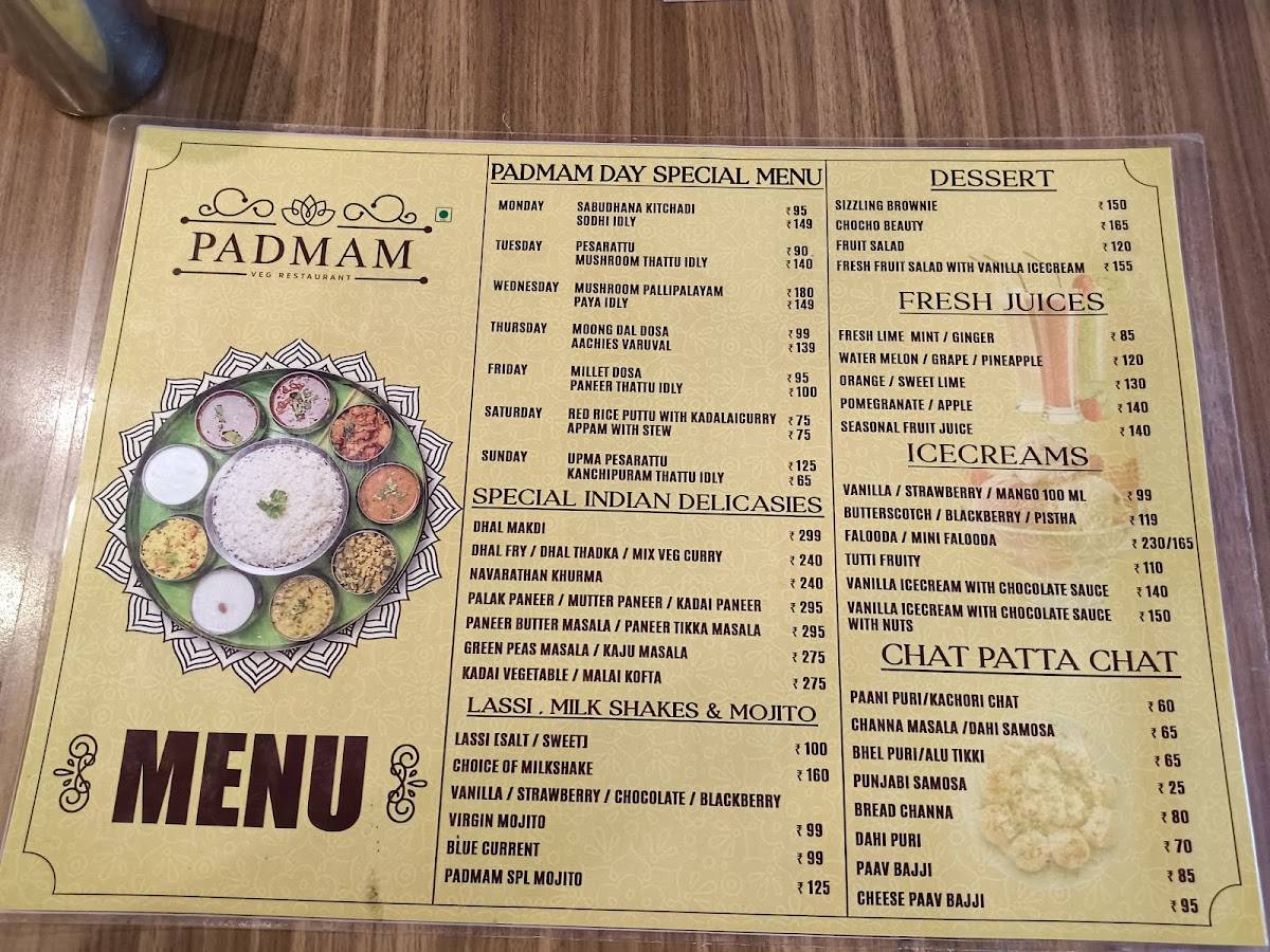 Menu at Padmam Veg Restaurant, Chennai, 18/54