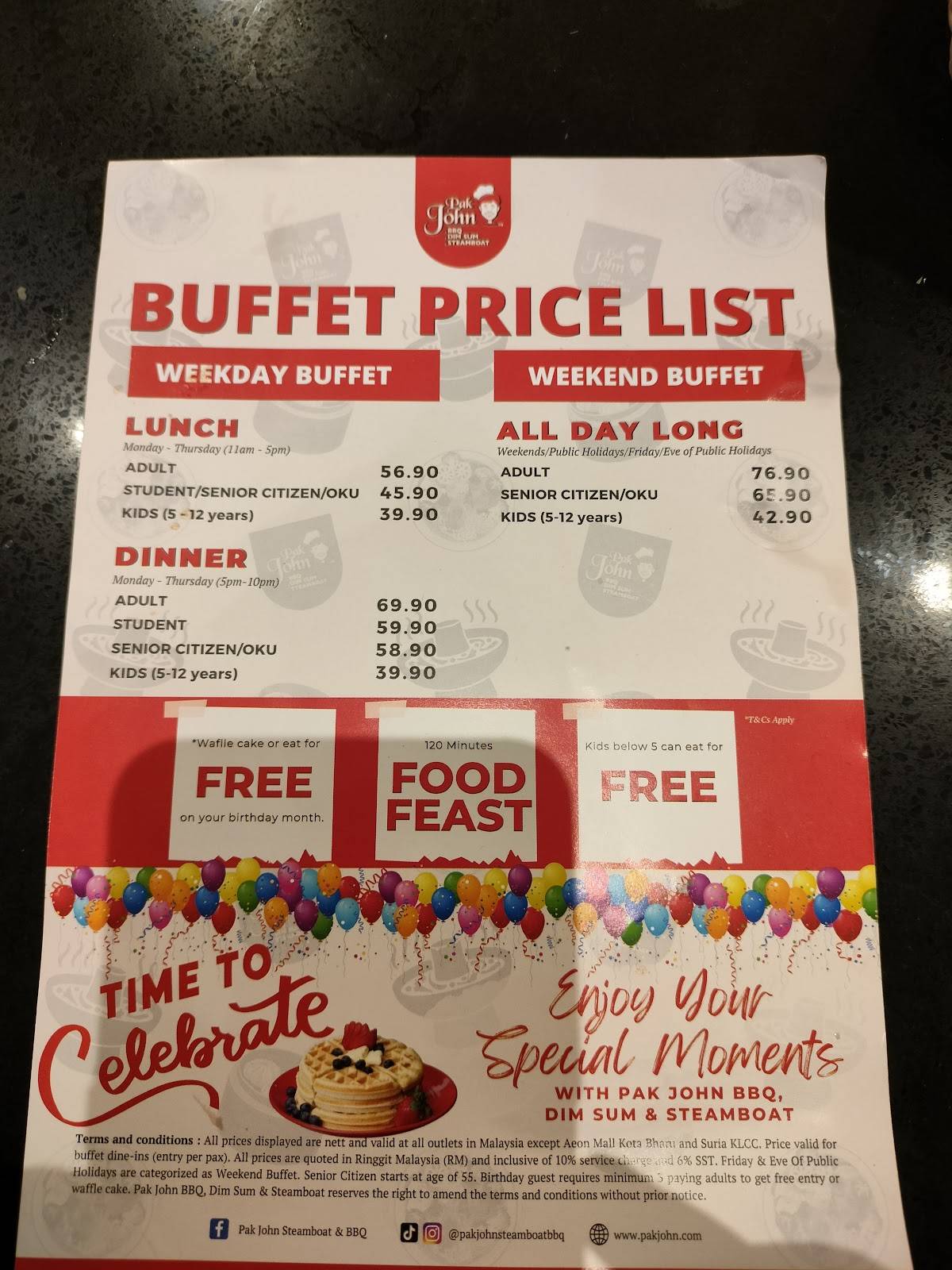 Menu at Pak John BBQ, Dim Sum & Steamboat Aeon Mall Shah Alam, Shah Alam