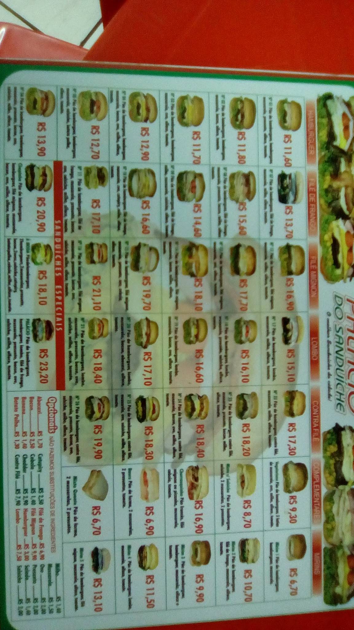 Menu em Palácio do Sanduíche cafeteria, Uberlândia