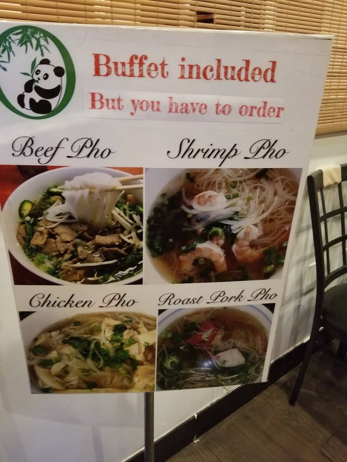 Menu at Panda Buffet restaurant, Covington