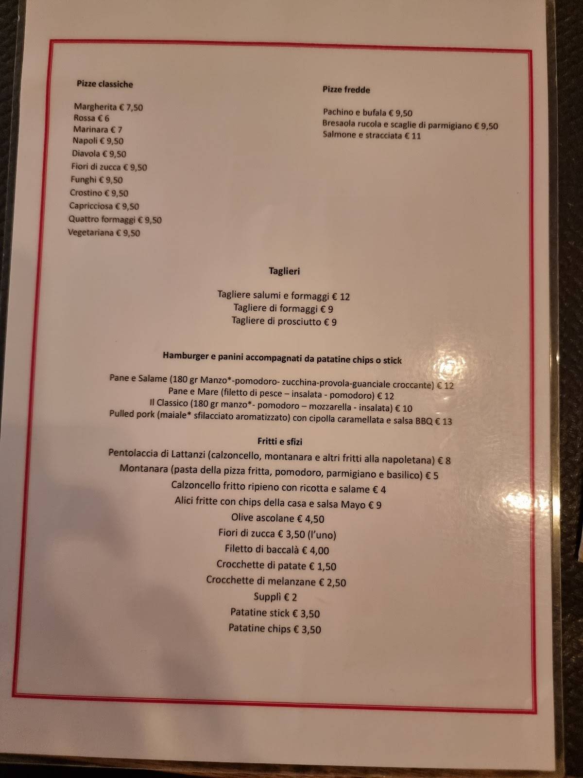 Menu at Pane E Salame - F.lli Lattanzi restaurant, Rome, Via di ...