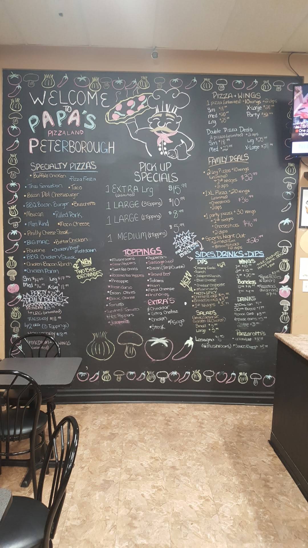 Menu at Papas Pizzaland pizzeria, Peterborough