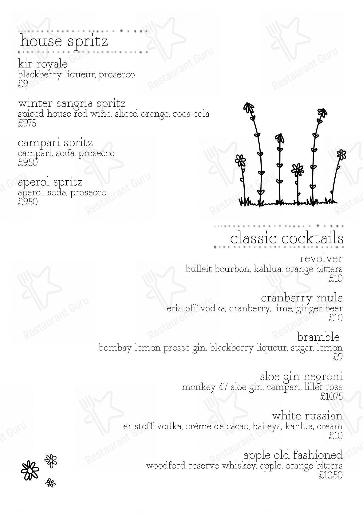 Menu at Papillon - Hope Street restaurant, Liverpool