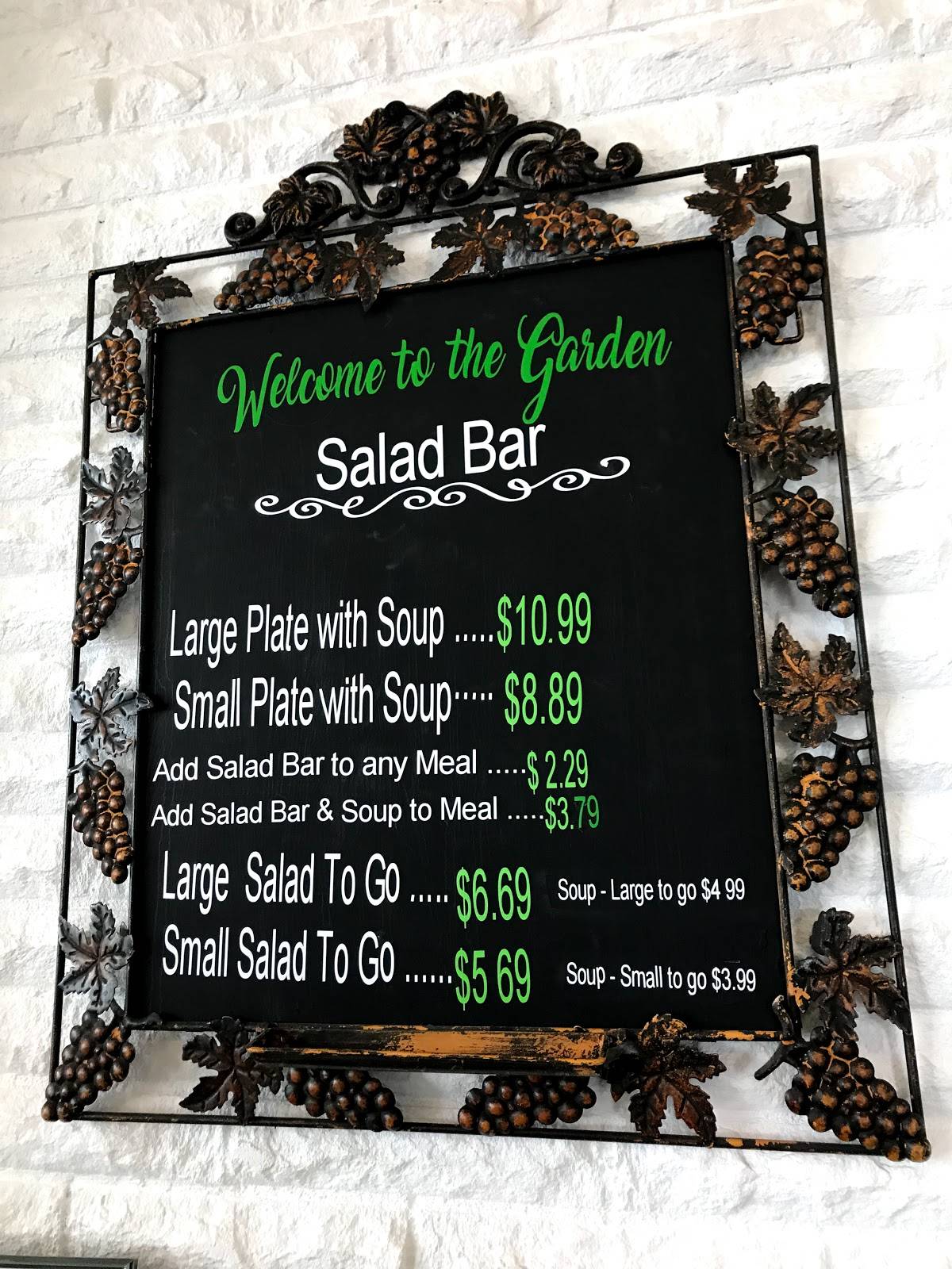Menu at Paradise Cafe, Fillmore