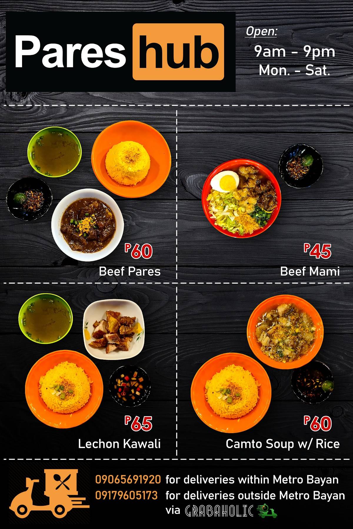 Menu at Pares Hub restaurant, San Miguel