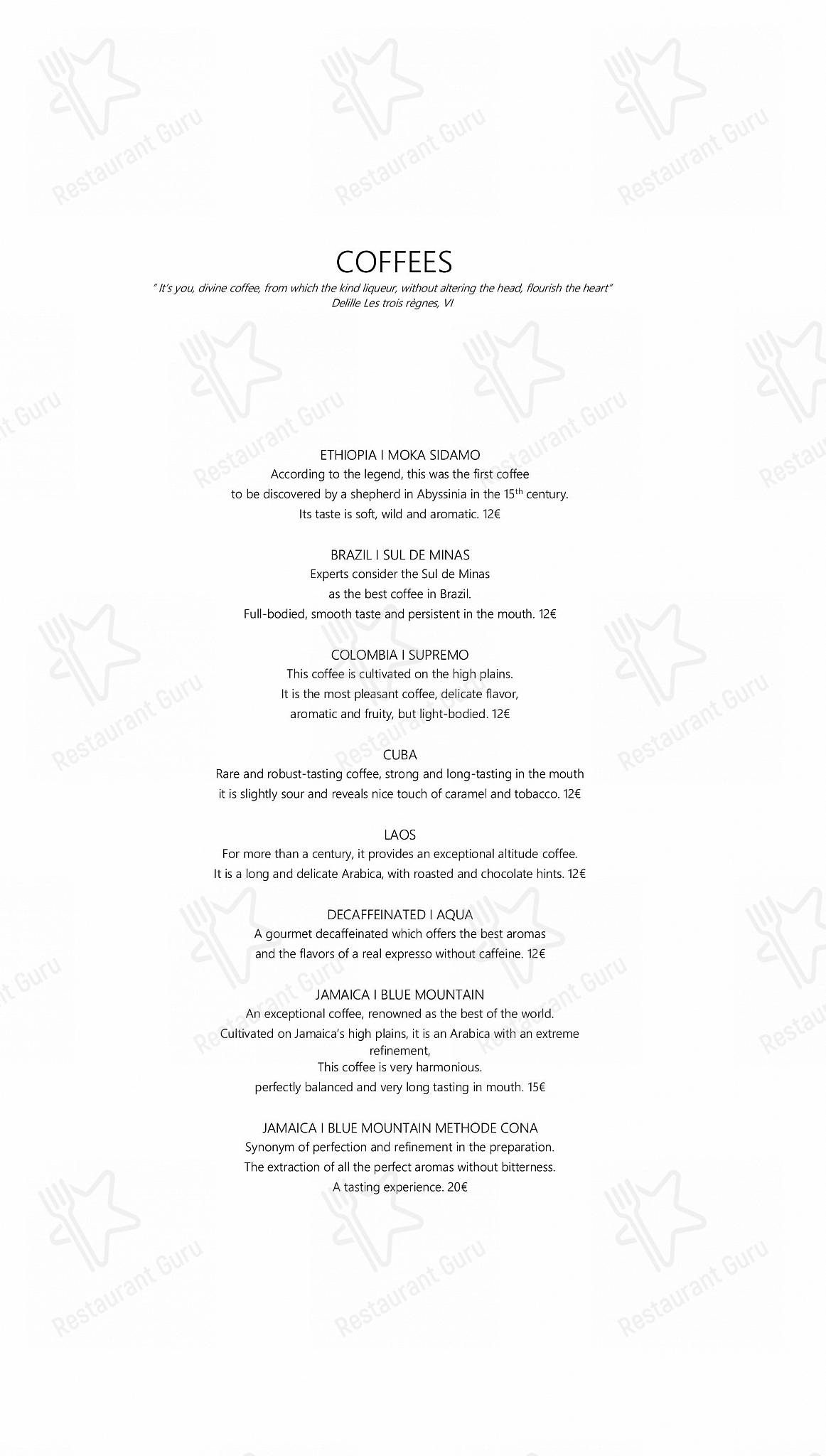 Menu at Epicure restaurant, Paris, 112 Rue du Faubourg Saint-Honoré