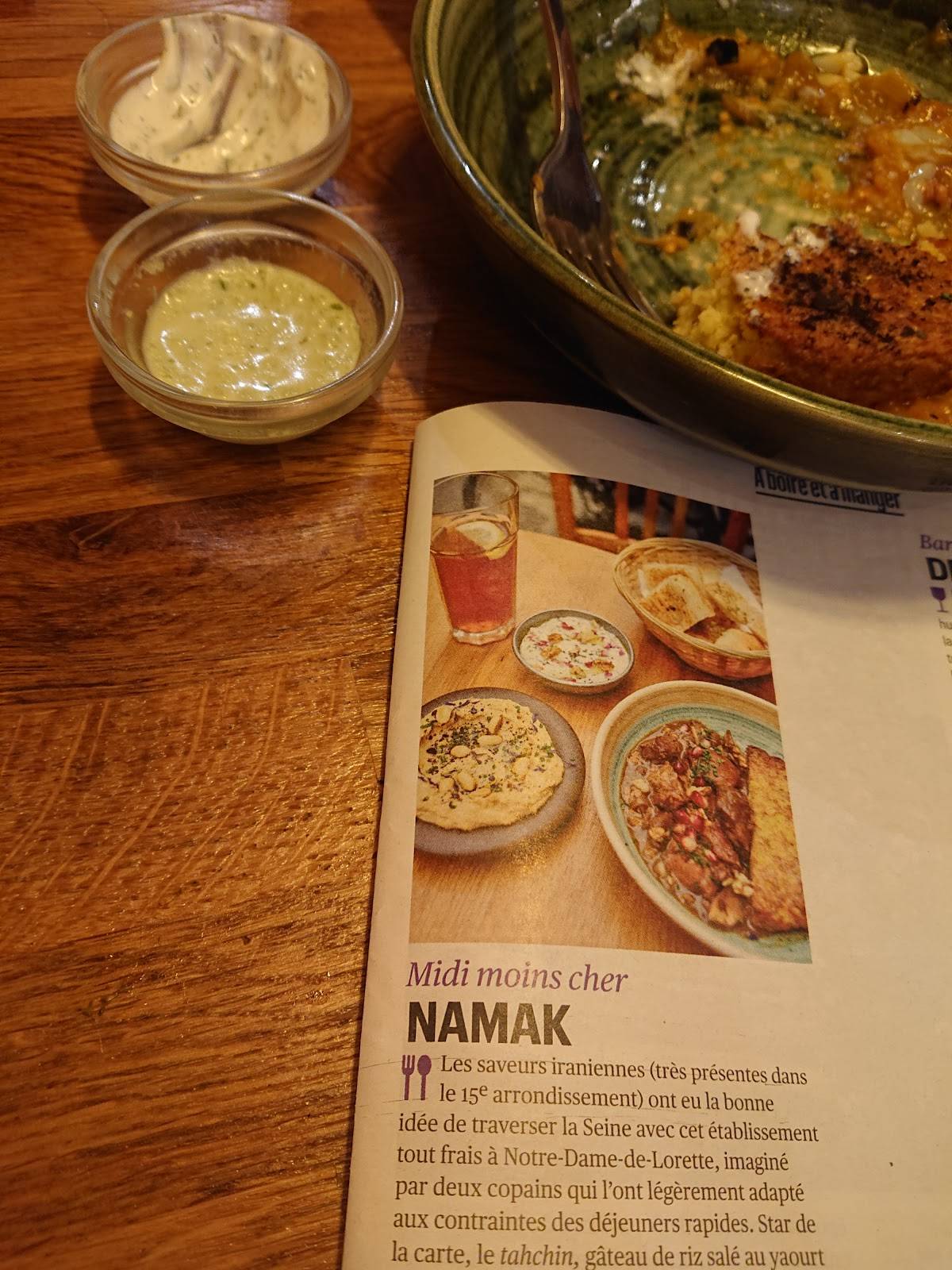 Menu au Namak - Restaurant Perse, Paris
