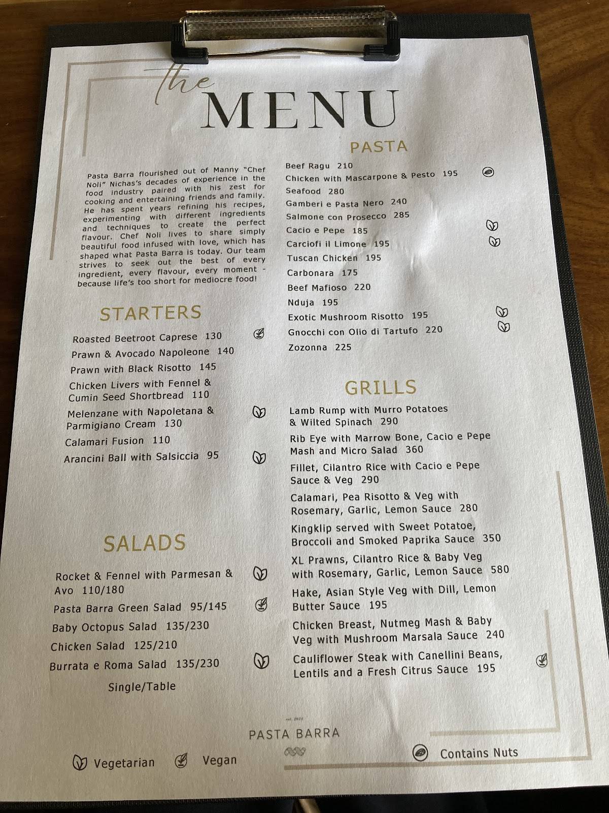 Carta de Pasta Barra Brooklyn, Pretoria