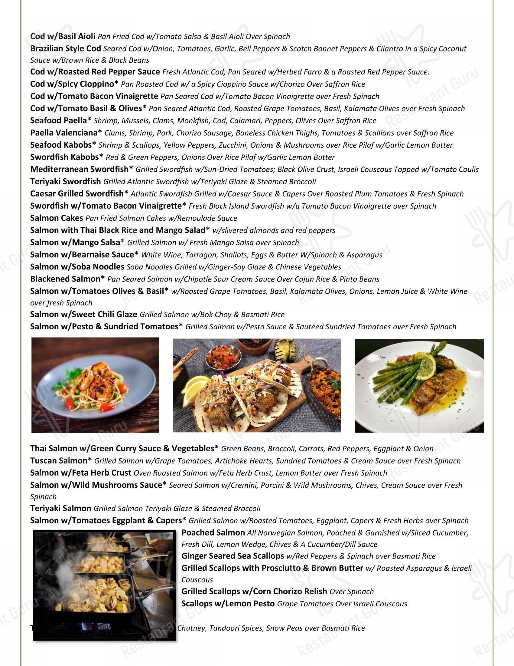 Menu at Pasta Vita restaurant, Old Saybrook, 225 Elm St