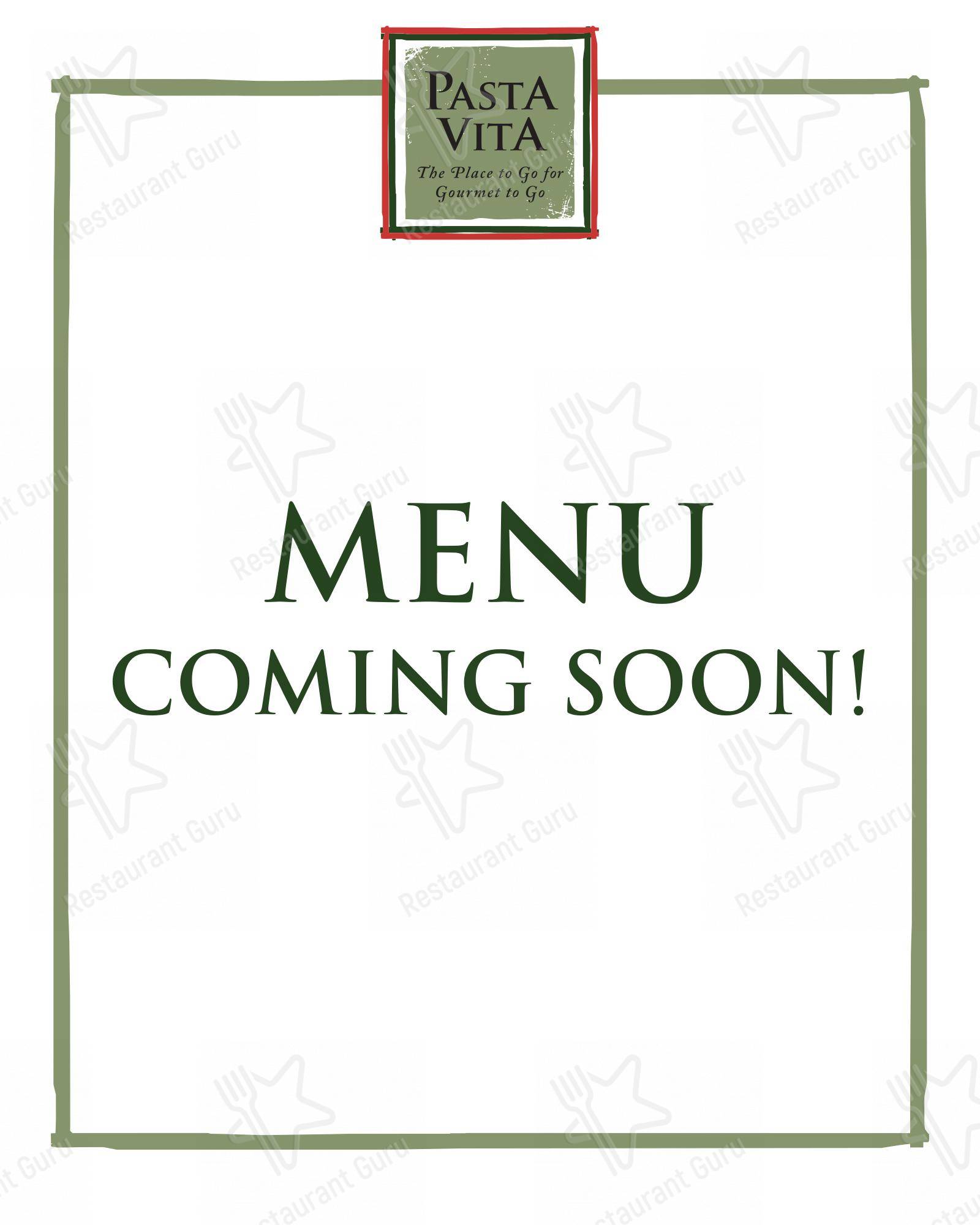 Menu at Pasta Vita restaurant, Old Saybrook, 225 Elm St