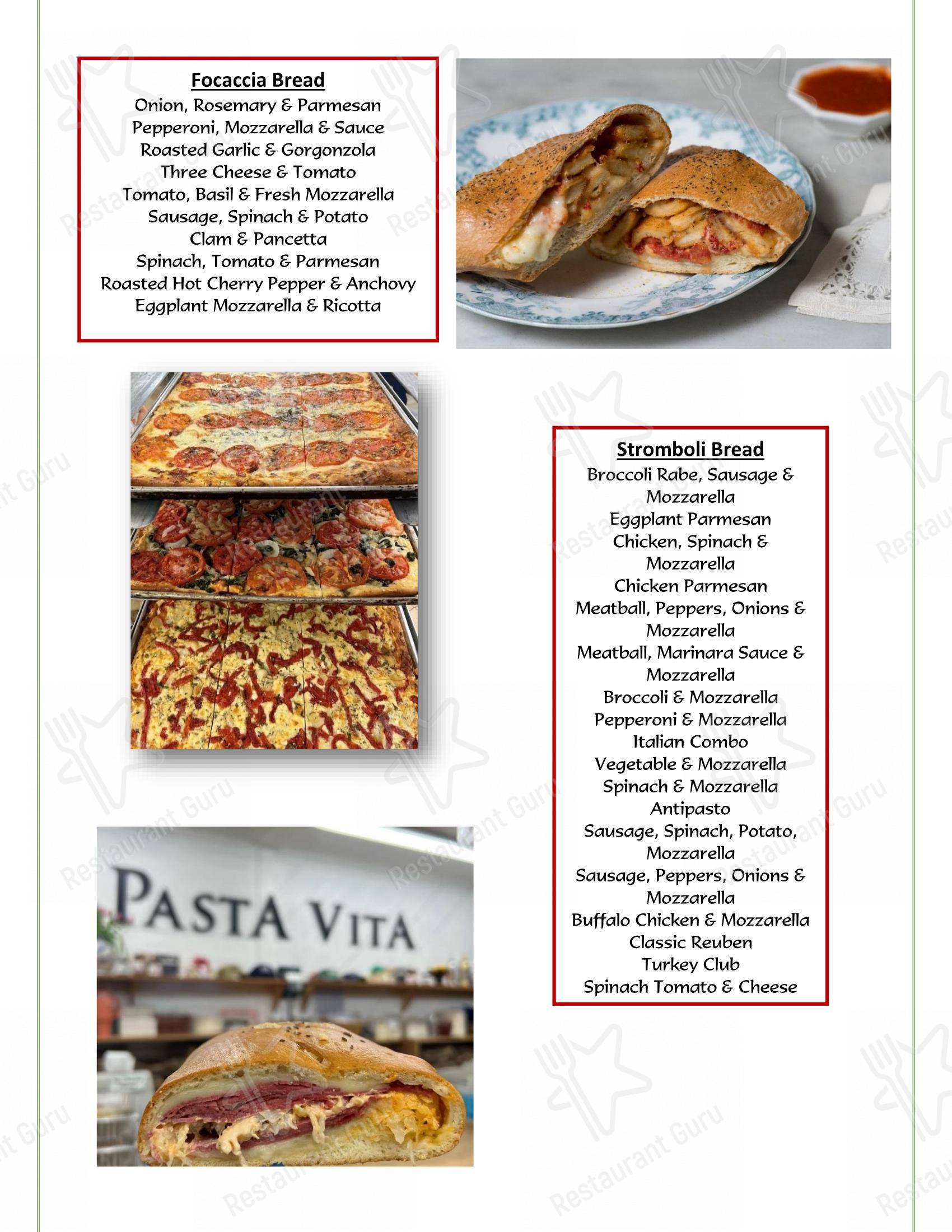 Menu at Pasta Vita restaurant, Old Saybrook, 225 Elm St