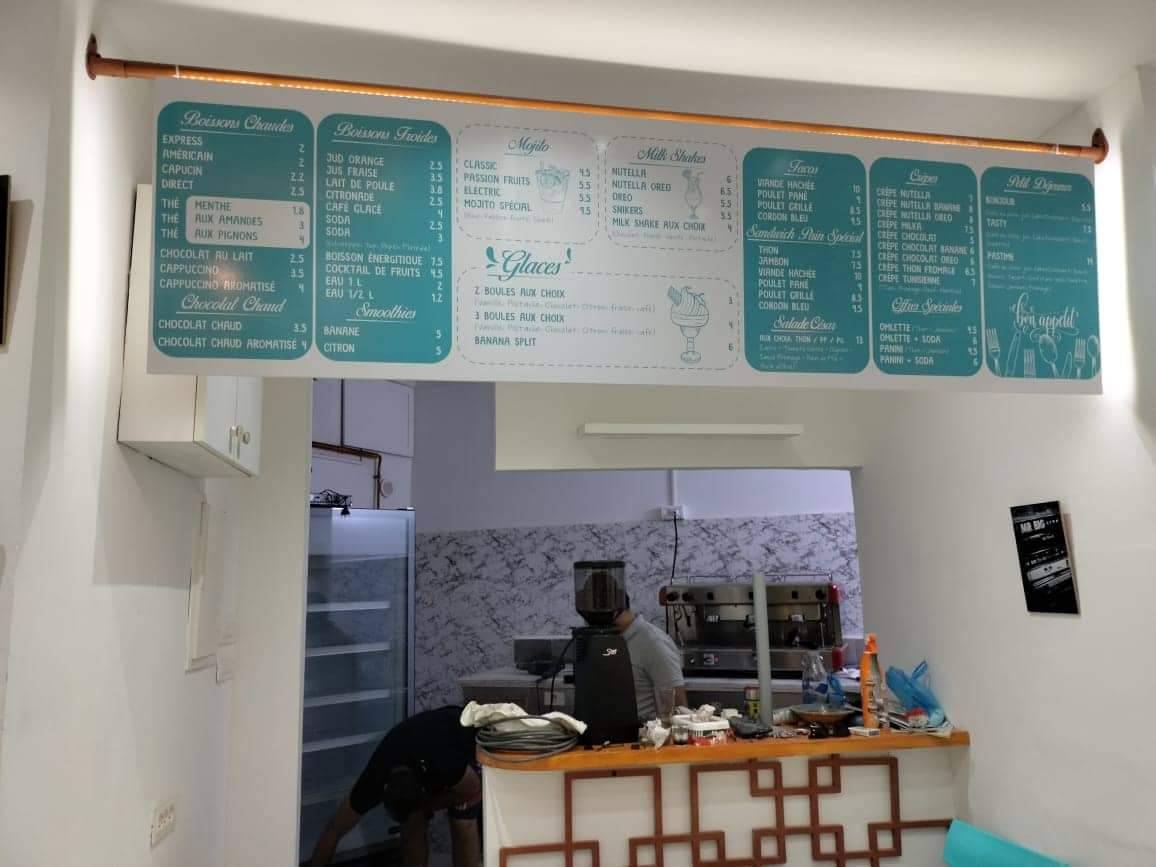 Menu at Pastime, Nabeul‎
