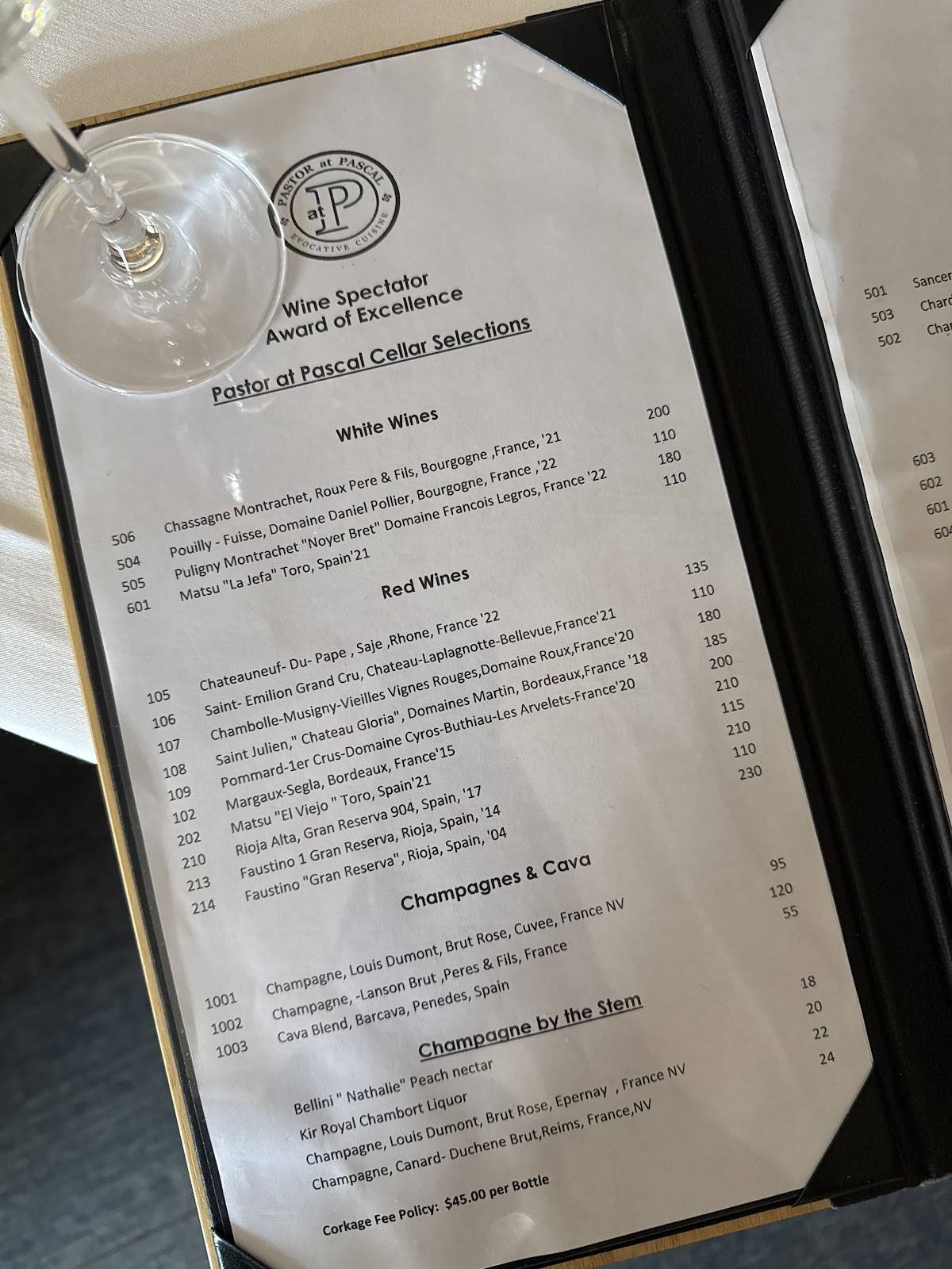 Menu at Pastor at Pascal restaurant, Coral Gables