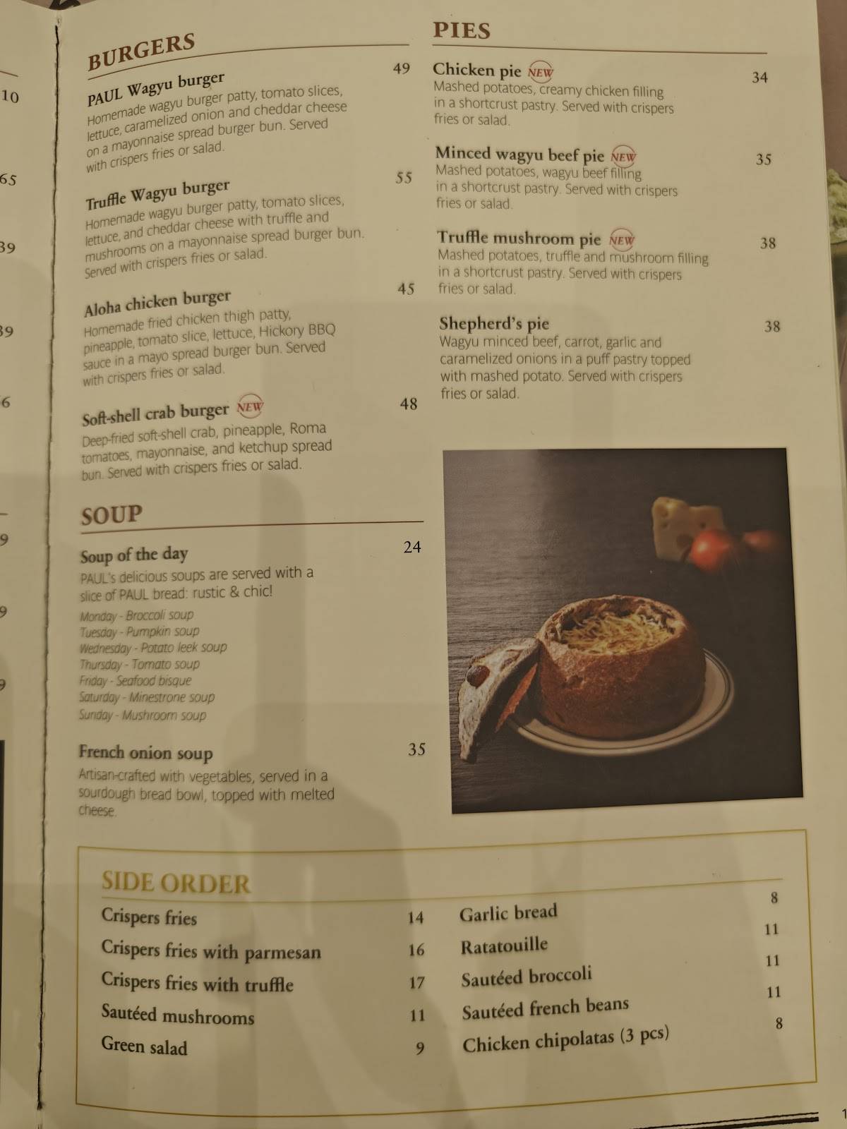Menu at Paul Restaurant • Pavilion Kuala Lumpur, Kuala Lumpur, Lot 2 ...