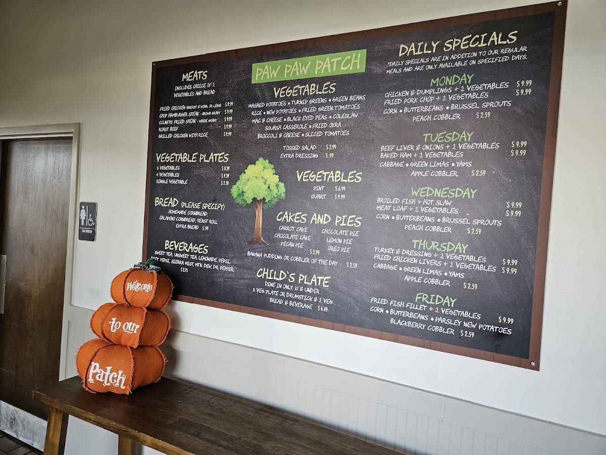 Menu at Paw Paw Patch restaurant, Homewood