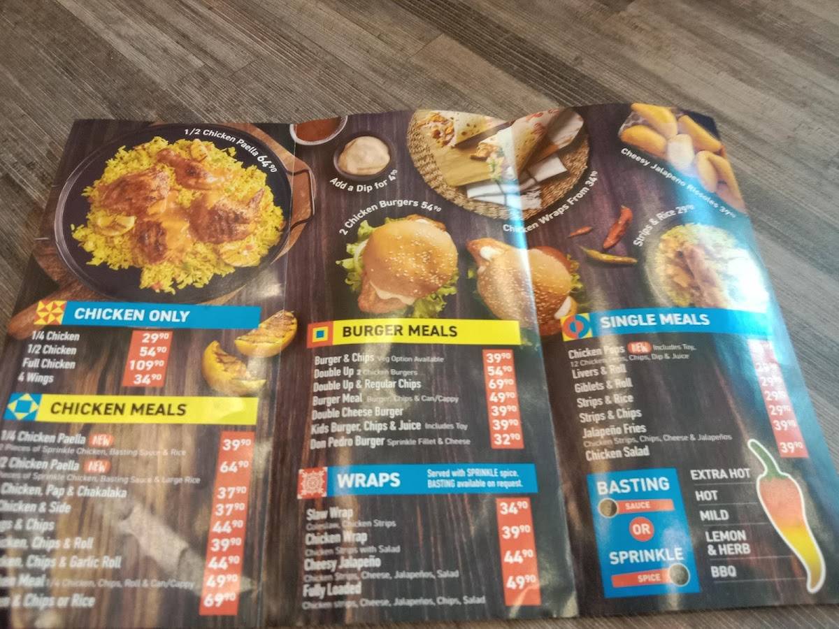 Menu at Pedros Promenade Mall restaurant, Cape Town
