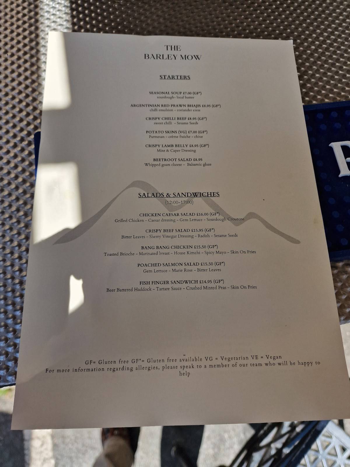 Menu at Pendle Inn pub & bar, Burnley, Barley Ln